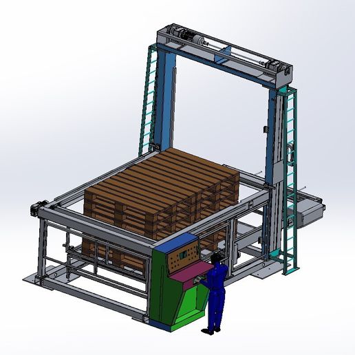 🪵 3D CAD Model, Pallet Loading-Unloading Machine for Wooden & Plastic ...