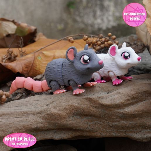 🐀 PRINT IN PLACE CUTE FLEXI RAT・ STL File for 3D printing・Cults