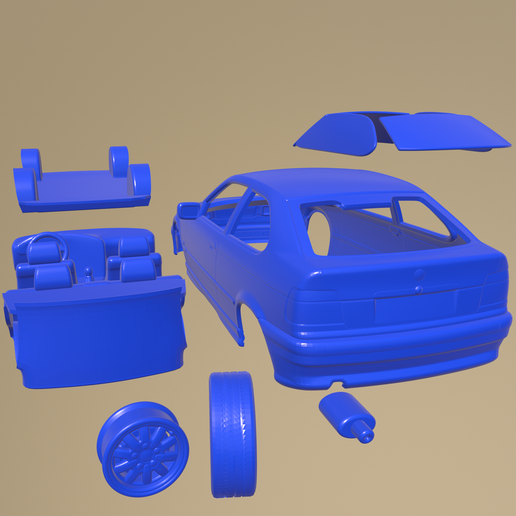 🚗 BMW 3 Series E36 compact 1994 PRINTABLE CAR IN SEPARATE PARTS・ STL ...