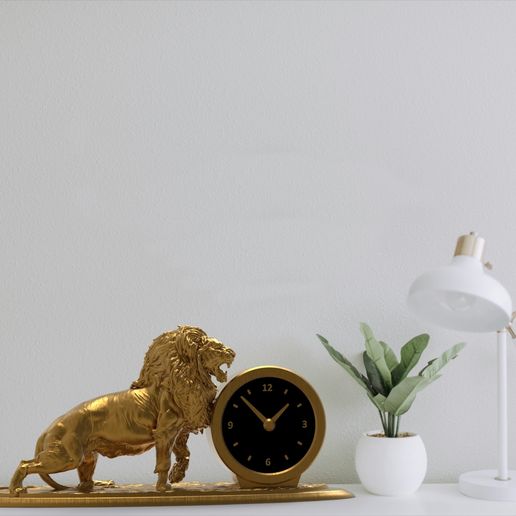 🦁 Lion desk clock・ 3D File for 3D printing・Cults