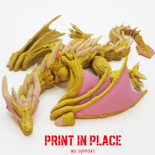 🐉 dragon_sunfyre_flexi_print_in_place・ STL File for 3D printing・Cults