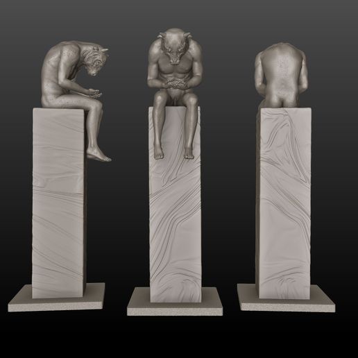 🗿 Minotaur Sculpture | "Melancholy of the Labyrinth" | 3D Printable STL ...
