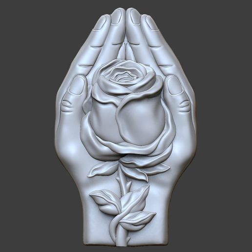 🤲 Hands and rose design・ STL File for 3D printing and CNC machining ...