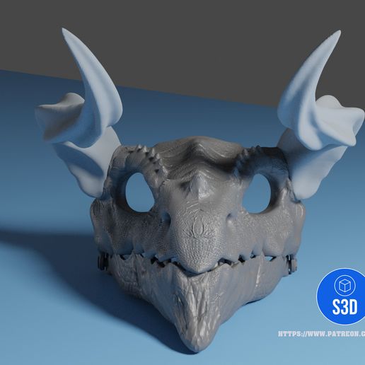🐉 Horned Dragon Mask wearable (with moveable Jaw)・ STL File for 3D ...