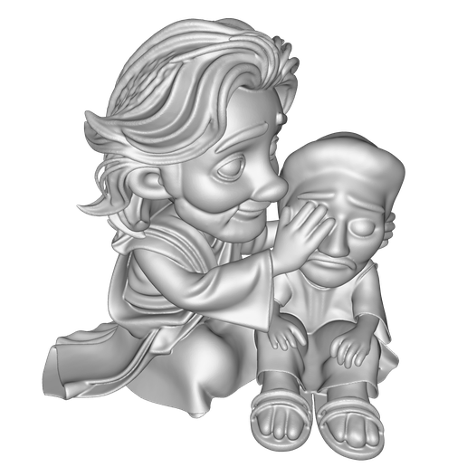 ️ chibi Jesus comforting/healing the seated man・ STL File for 3D ...