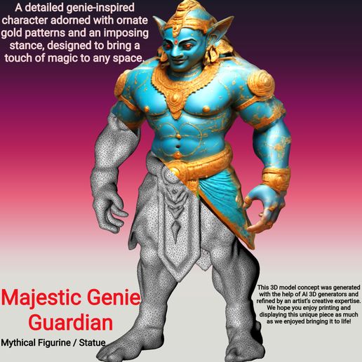 3D file Majestic Genie Guardian 🧞 ・3D printable design to download・Cults
