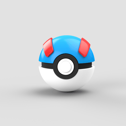 🐉 Pokemon Pokeball Great Ball Splitted・ STL File for 3D printing・Cults