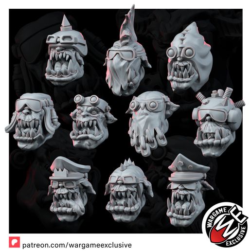 🎲 ORK HEADS SET・ 3D File for 3D printing・Cults
