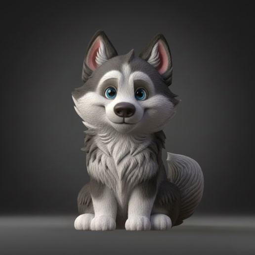 🐕 Cartoon Pixar Style Perro Siberian Husky Mascota・Archivo STL para ...