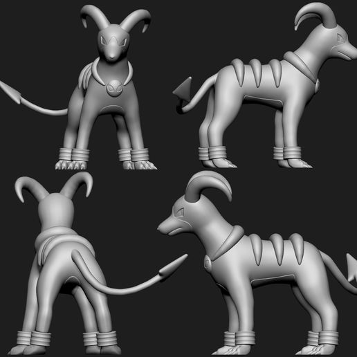 Archivo STL Pokemon - Houndoom with 2 poses 🐉 ・Plan para descargar y ...