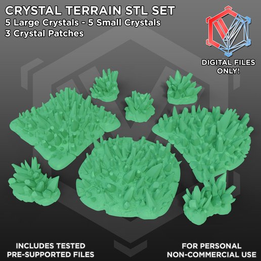 🔮 Crystal Terrain STL Set・ 3D File for 3D printing・Cults