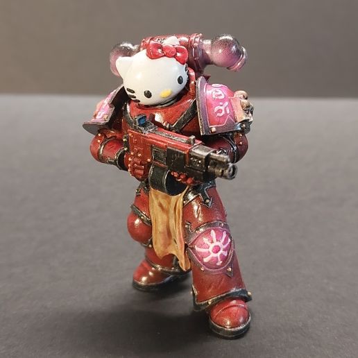 👋 Hello Kitty Chaos Space Marine・Free STL File for 3D printing・Cults