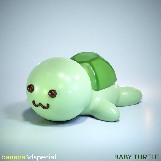 STL file Cute Chibi Baby Turtle Pet - For 3D Printing 👶 ・3D printing ...