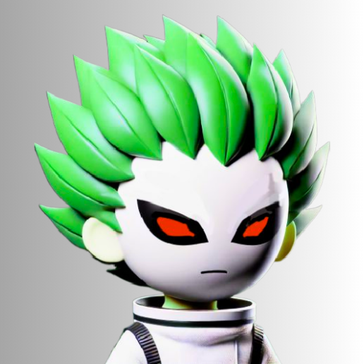 💇 Chibi Warrior with Spiky Green Hair・ STL File for 3D printing・Cults