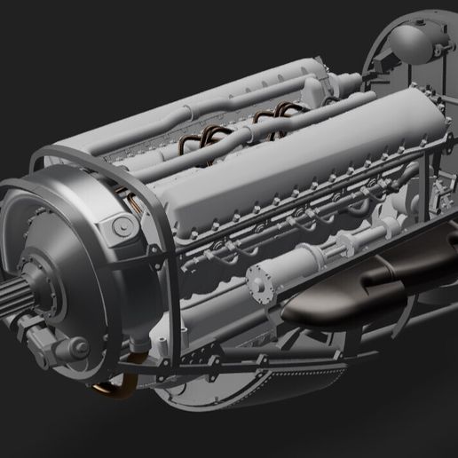 ️ Rolls Royce Merlin III engine for IBG Spitfire Mk I 1/72・ 3D File for ...