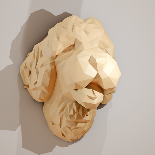 STL file golden doodle head wall mount mouth open low poly stl 👄 ・3D ...
