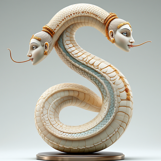 🎨 1549 Color 3D Model of a Dancing Two-Headed Snake Woman in Indian ...