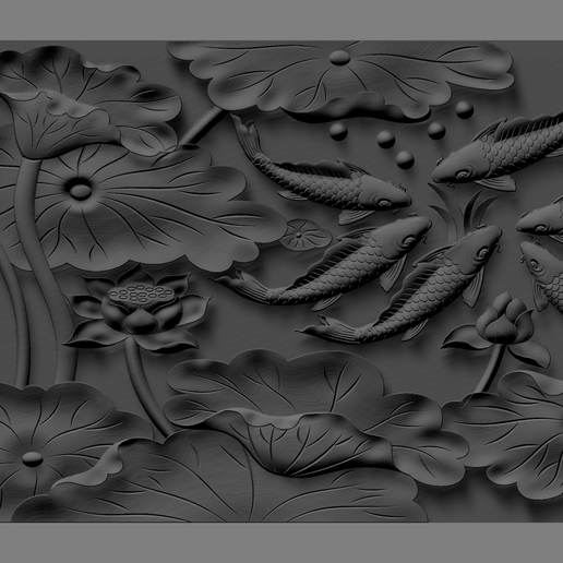 STL file lotus and fish stl cnc design 🪷 ・Design to download and 3D ...
