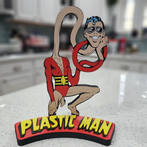 3D printed 3D MULTICOLOR LOGO/SIGN - Plastic Man Standee (AMS) • made ...