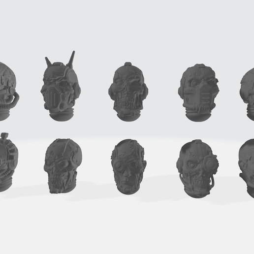 🎲 Horror-cybernetic heads・ OBJ File for 3D printing・Cults