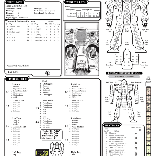 🎲 Battletech original cestus mech.・ STL File for 3D printing・Cults