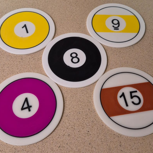 🎱 3D printed pool ball coasters!・ 3MF File for 3D printing・Cults