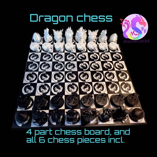 🐉 Dragon chess・ STL File for 3D printing・Cults