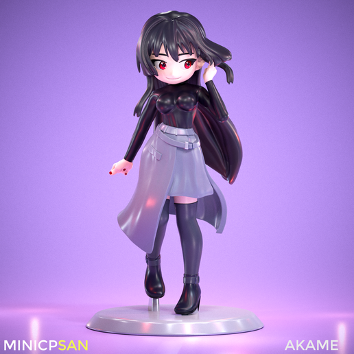3D file Akame - Cute Black Top Outfit - Akame Ga Kill Anime Figure - 3D ...