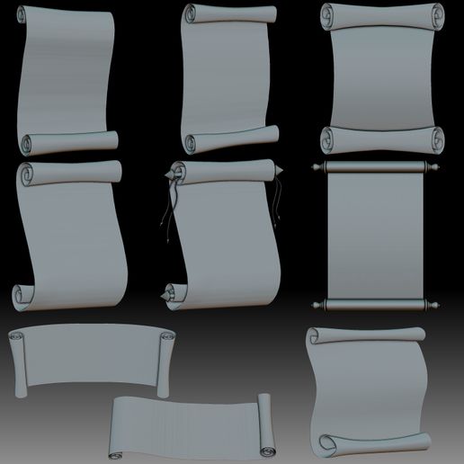 📜 Scroll 3D relief for CNC router or 3D printer bundle・ 3D File for ・Cults