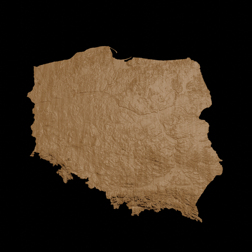 🗺️ Topographic Map of Poland – 3D Terrain・ 3D File for 3D printing・Cults