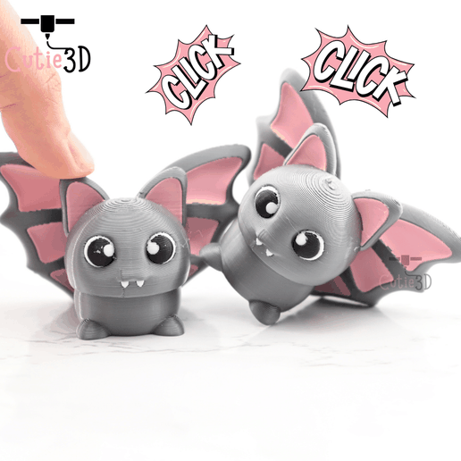 🦇 Cutie3D Chibi Bat Keycap Fidget Clicker Keychain - Cute Backpack ...