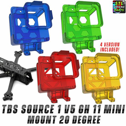 🛸 TBS Source One V5 Gopro Hero 11 Mini 20 Degree Mount・ STL File for ・Cults
