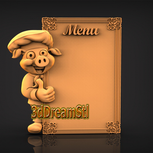 STL file Menu Restaurant Sign STL model, CNC router engraver, artcam ...