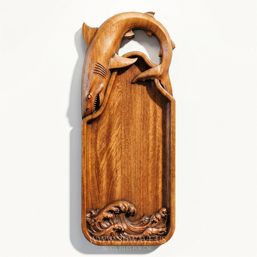 🦈 Shark Serving Tray STL | CNC Router File | Ocean Wood Carving Model ...