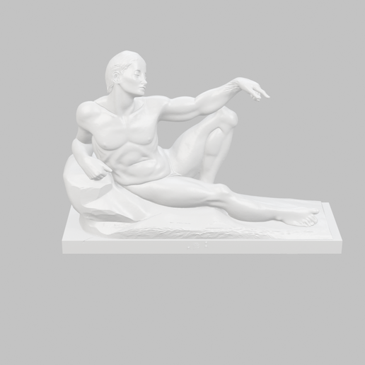 man lying down statue