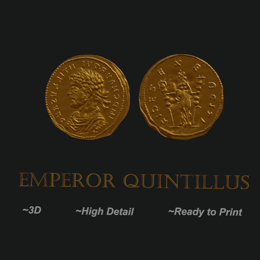 🪙 Pièce d'or Aureus de l'empereur Quintillus・Fichier STL pour ...