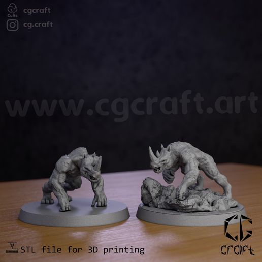 🦏 Mutant rhino・ 3D File for 3D printing・Cults