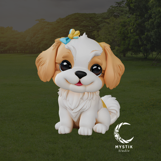 🐕 Sitting Shih Tzu Dog - Miniature Chibi Tender・ STL File for 3D ...