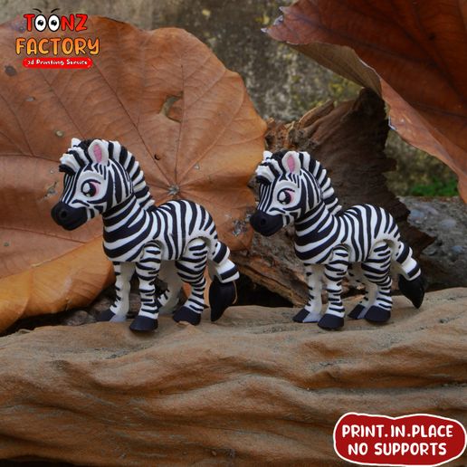 🦓 PRINT IN PLACE CUTE FLEXI ZEBRA・ STL File for 3D printing・Cults