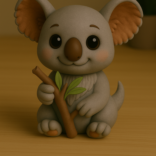 🐨 Cute Koala 3D Model – Cartoon Koala Figurine STL with Eucalyptus ...
