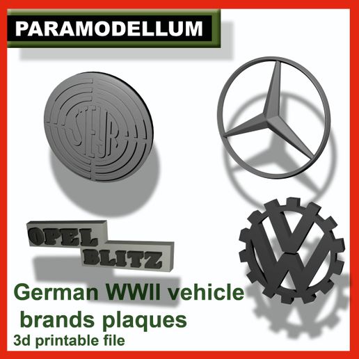 STL file German WWII vehicles brands plaques 🇪🇸 ・3D printing design to ...