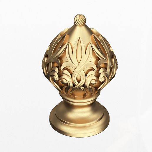 🚪 Carved Finial Knob 01handle 3dmodel gold door decor classic CNC STL ...
