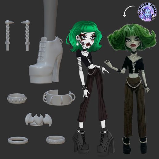 👹 Monster High Chained Goth Accessory Value Set・Archivo OBJ para ...