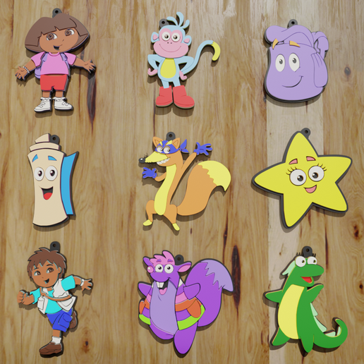 🗝️ PACK 9 KEYCHAINS / KEYCHAIN DORA THE EXPLORER (STL AND 3MF)・ 3D File ...