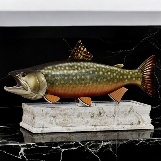 🐠 fish brook trout / Salvelinus fontinalisin statue with storage space ...