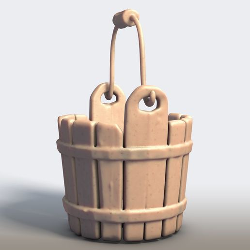 🪵 Rustic Wooden Bucket - Vintage Farmhouse Decor | 3D Printable STL ...