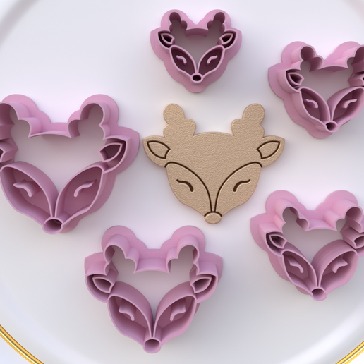 🎄 Christmas Deer Polymer Clay Cutters / Digital STL File / 5 Sizes / 2 ...