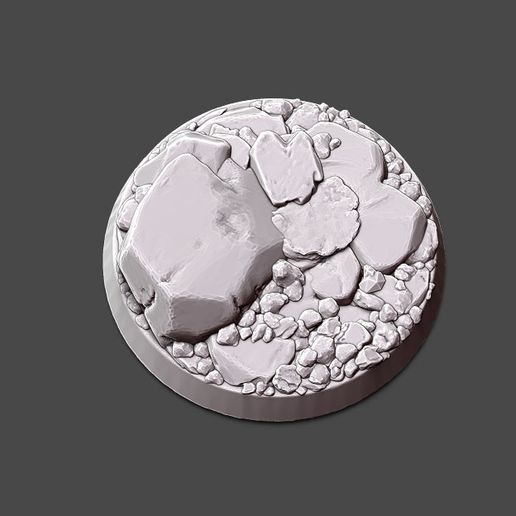 🪨 Set of 13 Textured bases - rock variations - 32 mm・ STL File for ・Cults