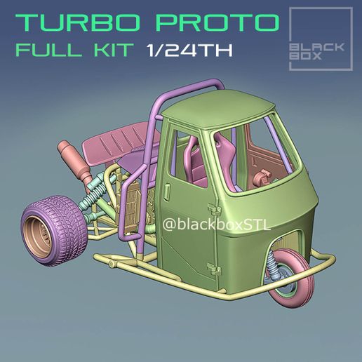 🇯🇵 TURBO PROTO 3 wheeler FULL MODELKIT 1/24・ 3D File for ・Cults