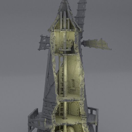 🎲 Ruined Windmill 28 MM Tabletop Terrain・ 3D File for ・Cults